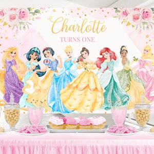 Princess Backdrop, Princess Banner, Princess Printable Backdrop ...