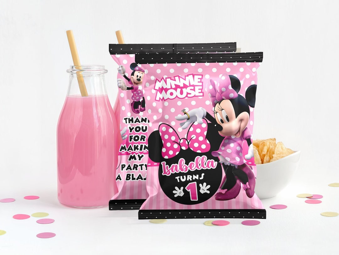 Minnie Mouse Pink Chip Bag, Minnie Mouse Pink Chip Bag Label, Minnie ...