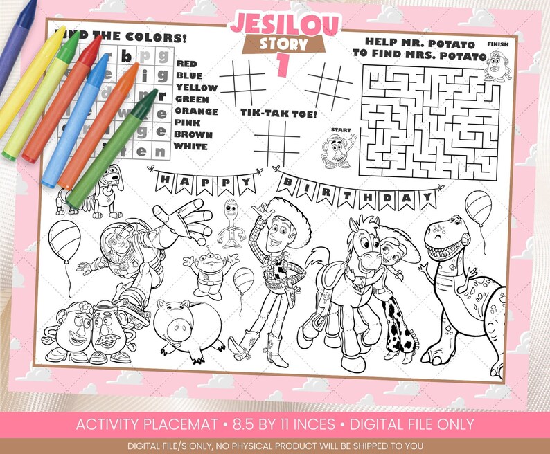 Toy Story Girl Activity Placemat Toy Story Girl Placemat Toy - Etsy