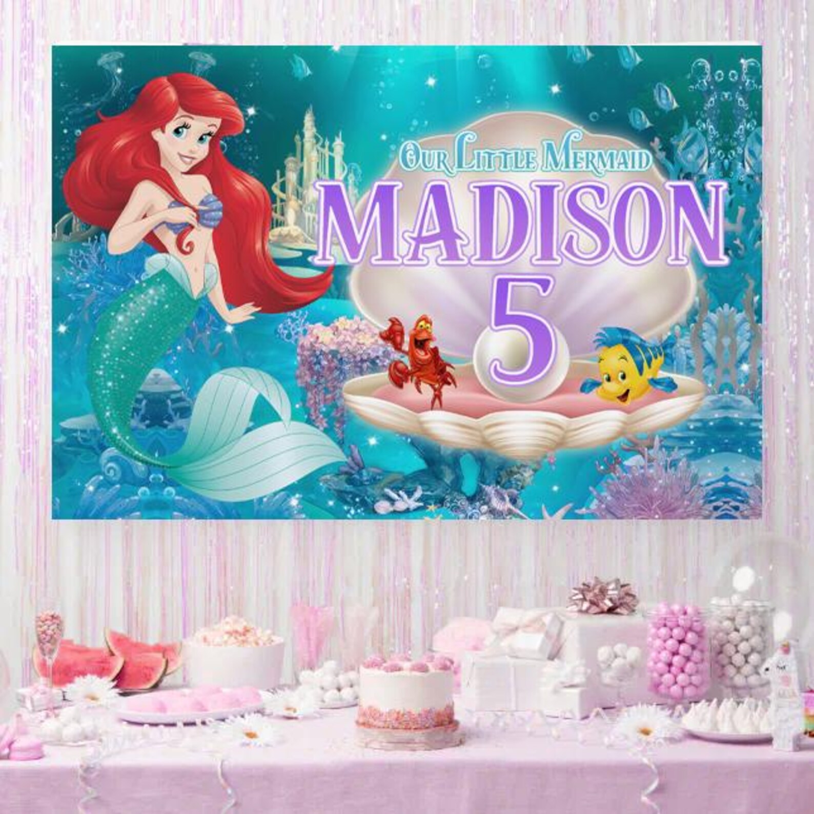 Little Mermaid Ariel Backdrop, Little Mermaid Ariel Banner, Little ...