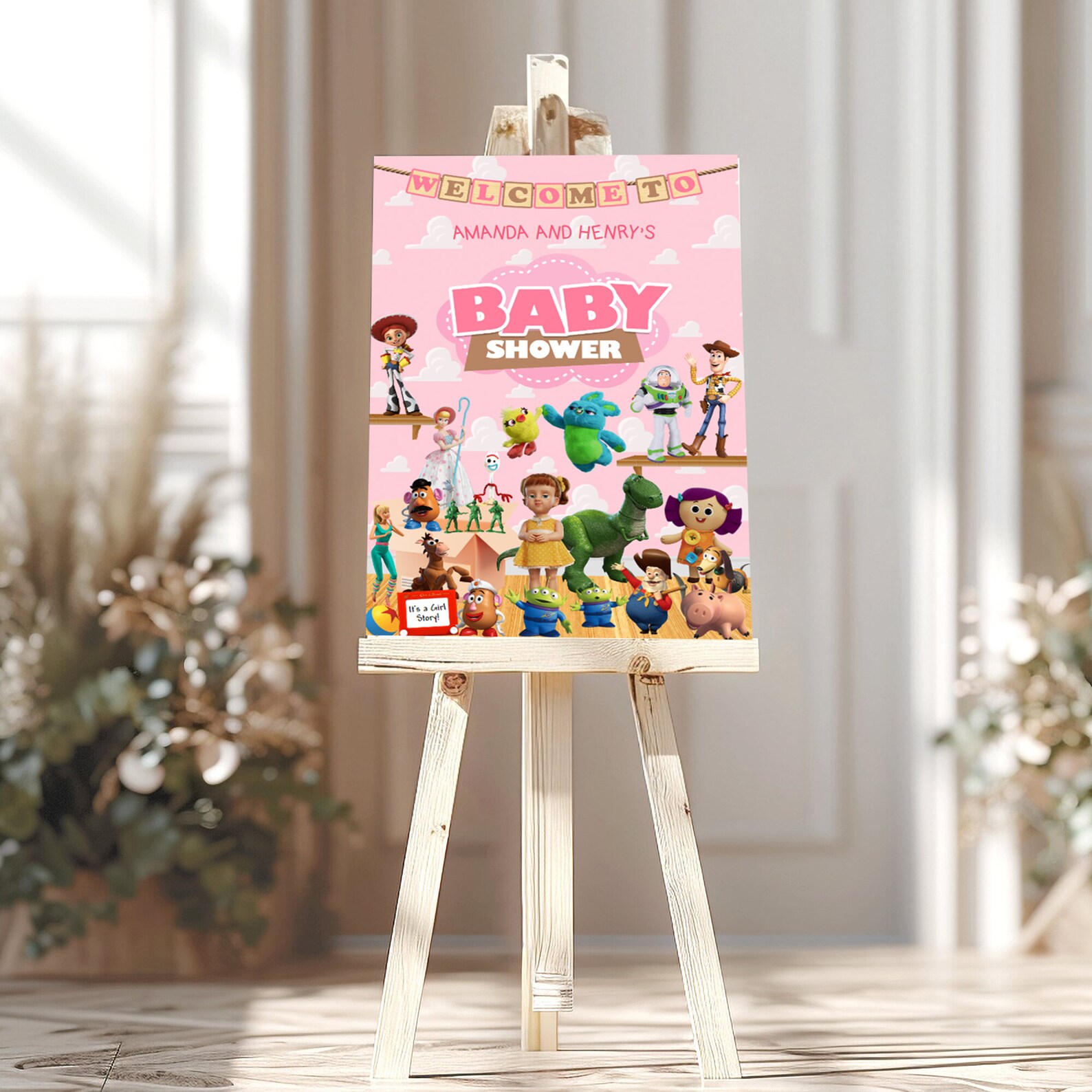 Its a Girl Story Welcome Sign, Toy Story Girl Welcome Banner, Toy Story ...