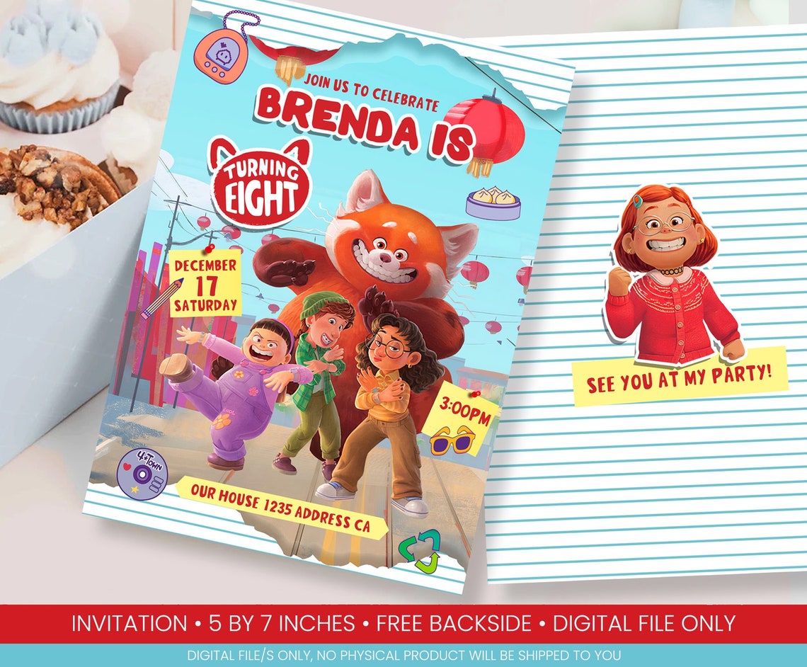 Turning Red Invitation Turning Red Digital Invitation - Etsy