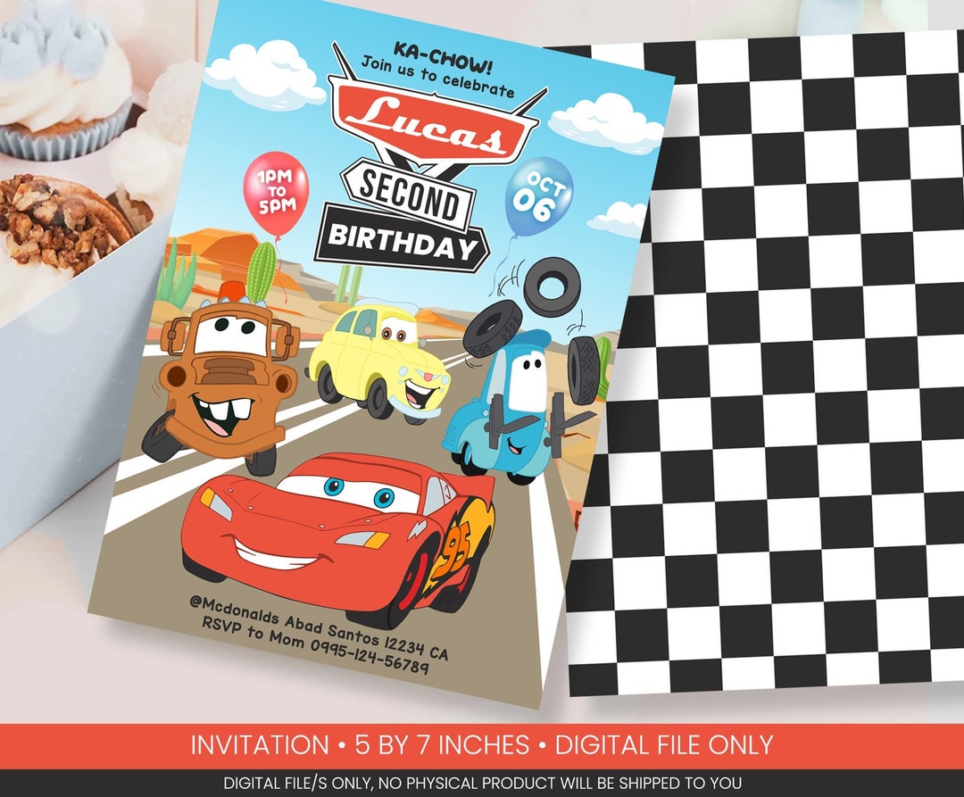 Cars Invitation Cars Digital Invitation Cars Printable - Etsy