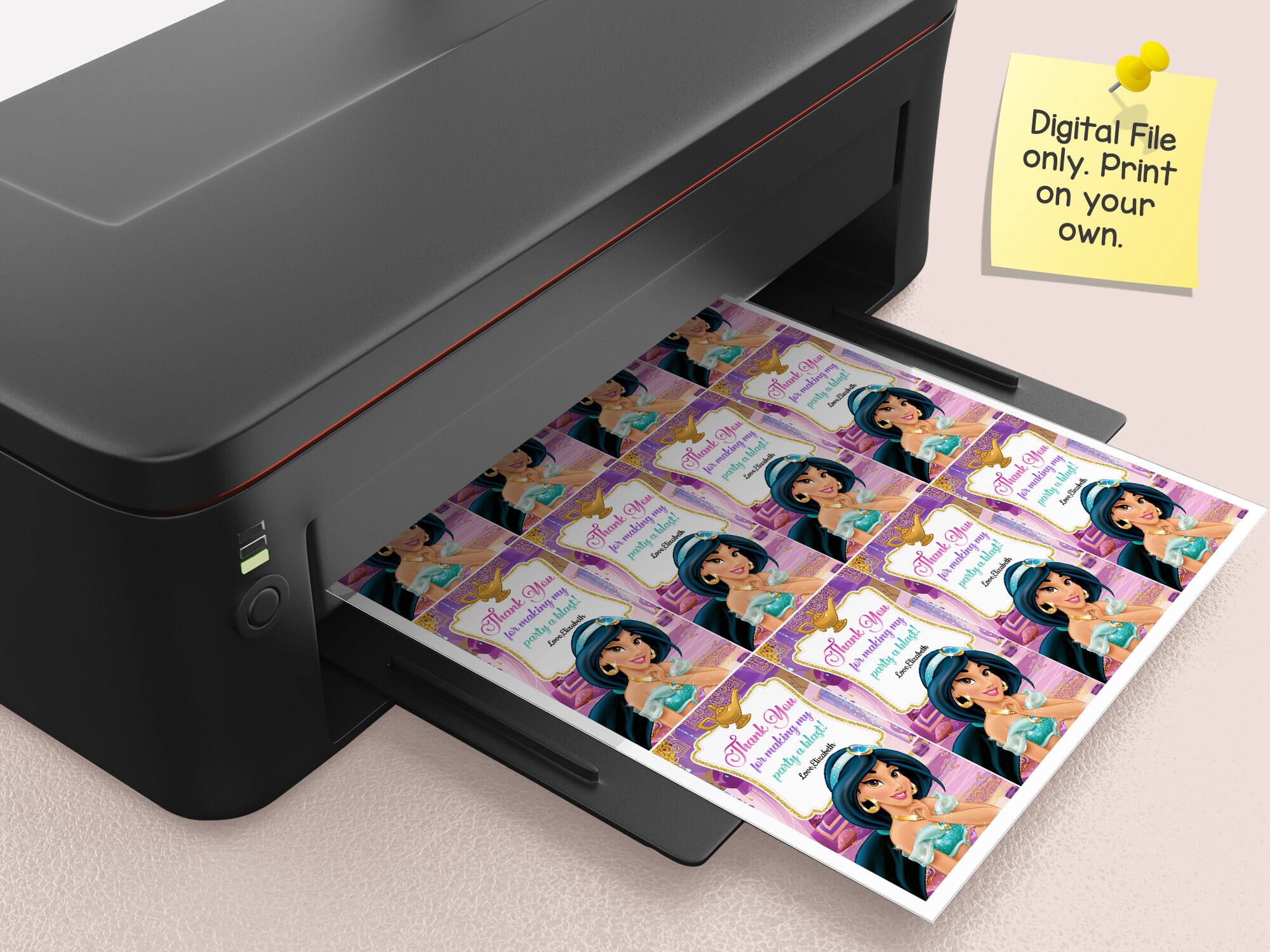 Princess Jasmine Thank You Tags, Princess Jasmine Giveaway Labels ...
