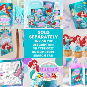 Mermaid Ariel Gable Box Label, Mermaid Ariel Treat Box Label, Mermaid ...