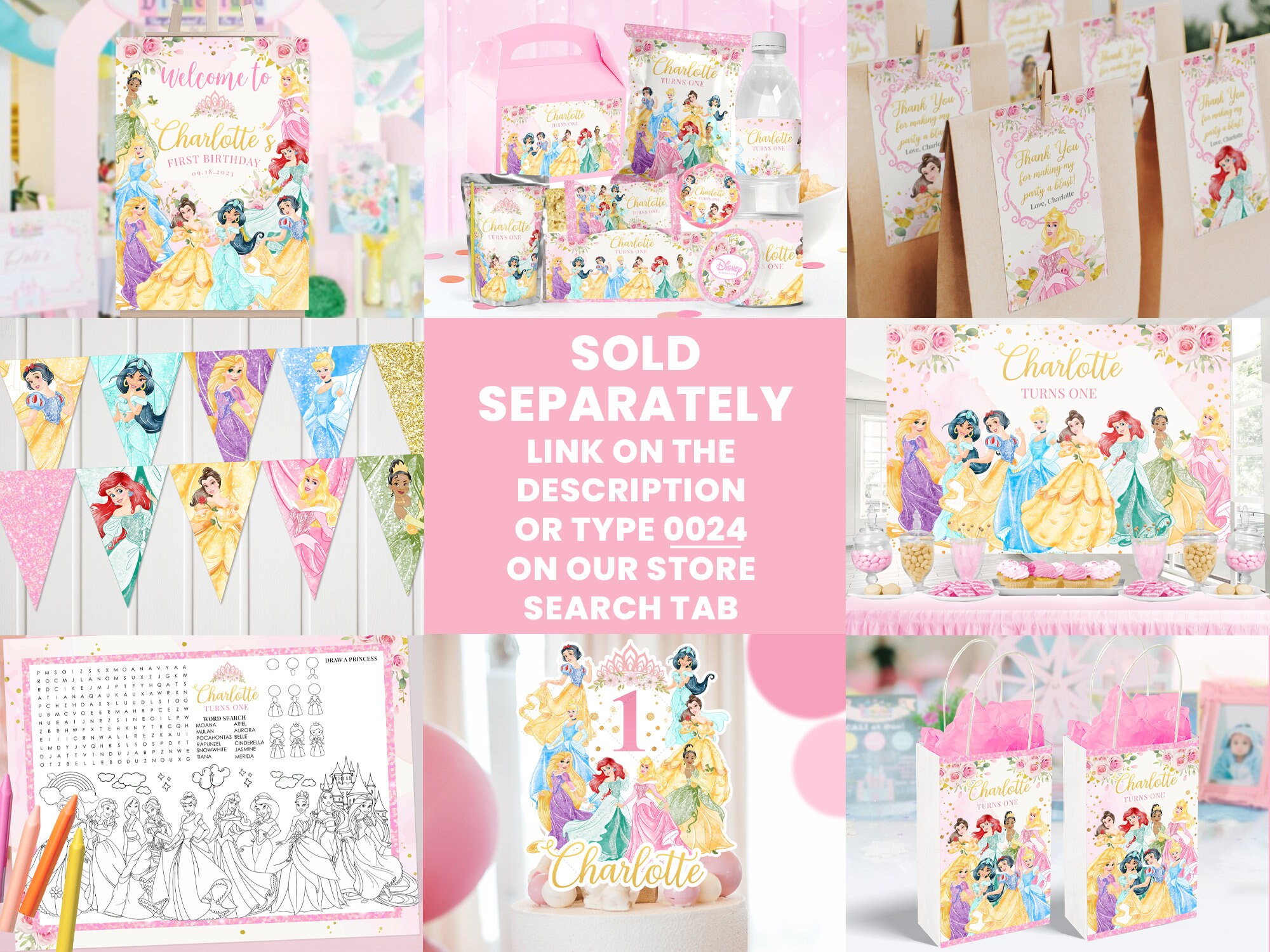 Princess Signage, Princess Coloring Signage, Princess Party Coloring ...