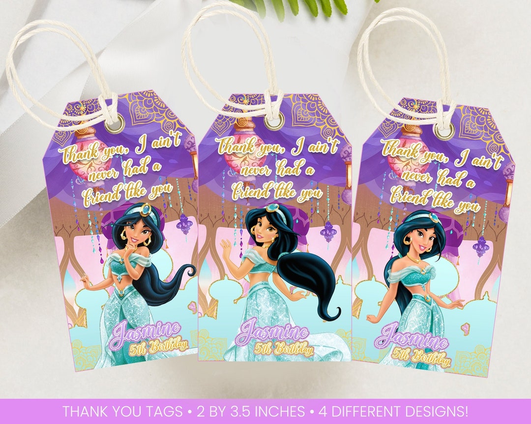 Princess Jasmine Thank You Tags Princess Jasmine Giveaway - Etsy