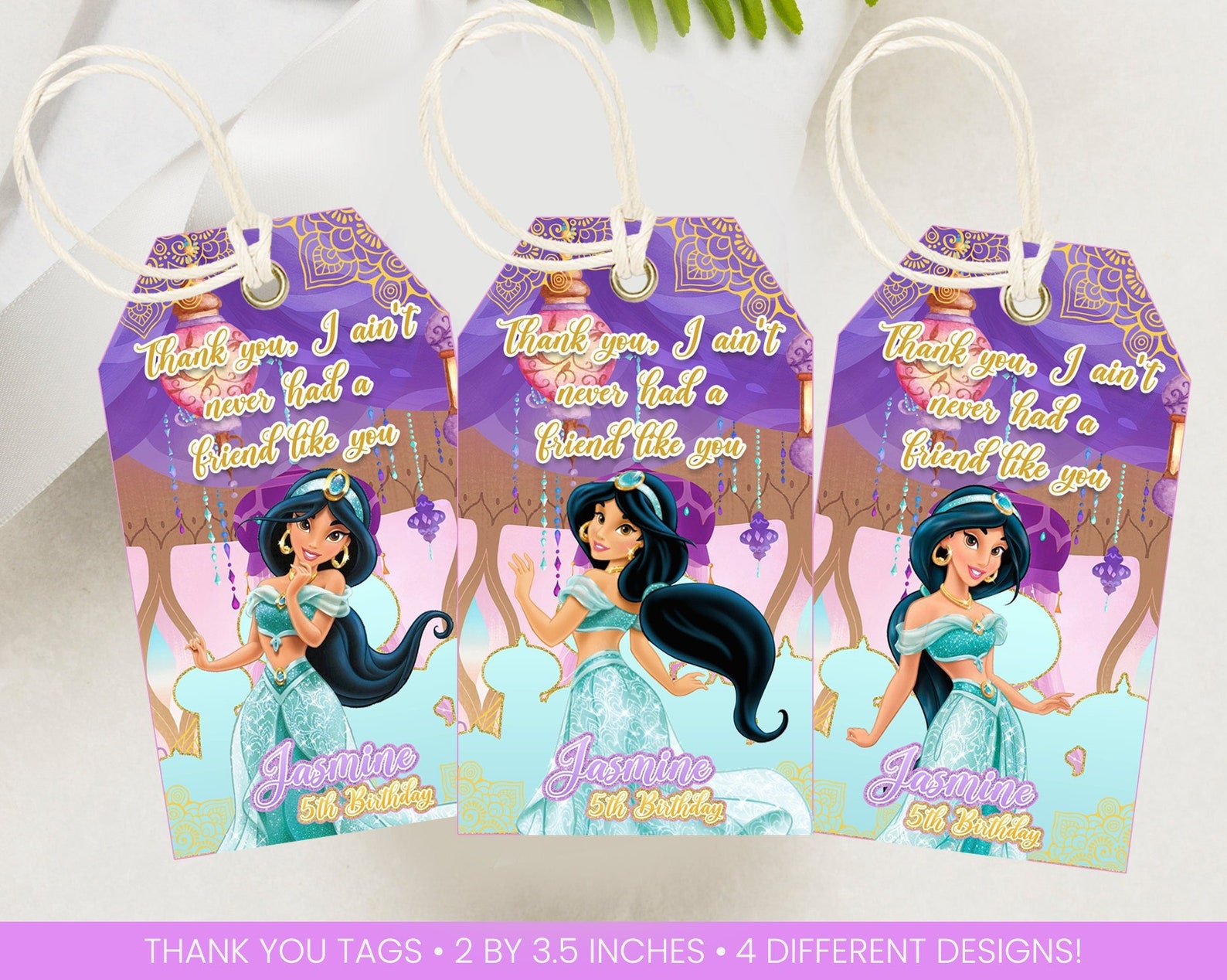 Princess Jasmine Thank You Tags Princess Jasmine Giveaway - Etsy