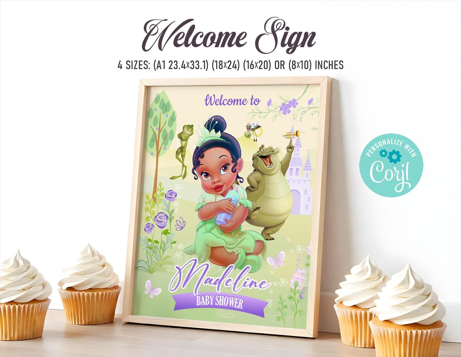 Baby Tiana Welcome Sign, Princess Tiana Welcome Board, Princess Tiana ...