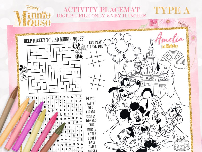 Minnie Mouse Pink Activity Placemat Minnie Mouse Pink - Etsy