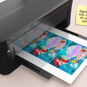 Mermaid Ariel Gable Box Label, Mermaid Ariel Treat Box Label, Mermaid ...