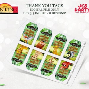 Lion King Thank You Tags Lion King Giveaway Labels Lion - Etsy