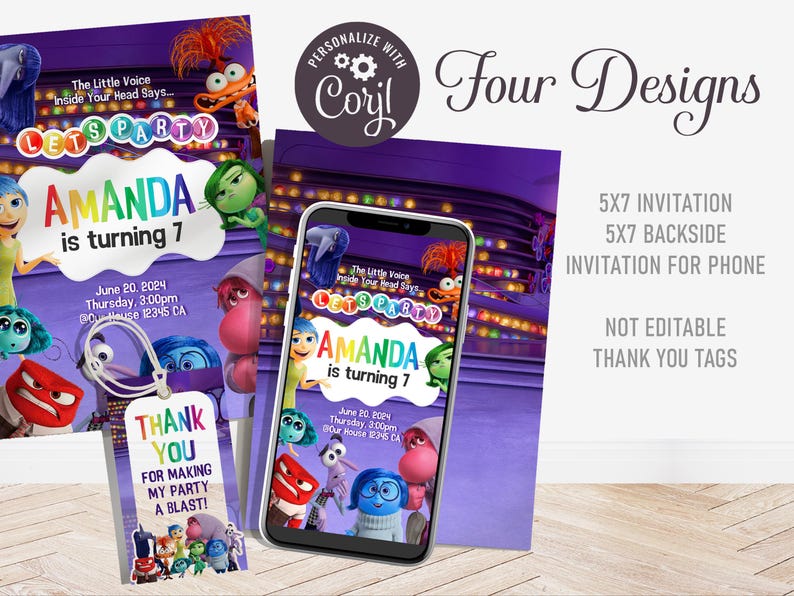 Inside Out Birthday Invitation Template (digital File) 0045 - Etsy