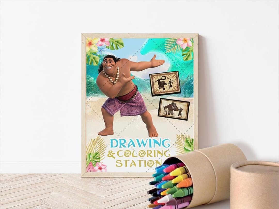 Moana 2 Coloring Station Signage, Moana 2 Party Signage, Moana 2 ...