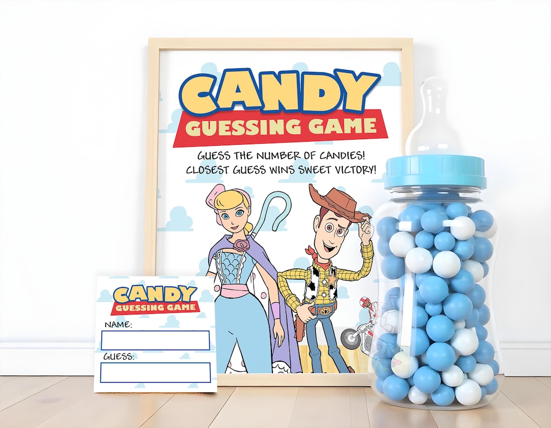 Toy Story Party Sign Candy Guessing Game, It's a Boy Story Party Sign ...