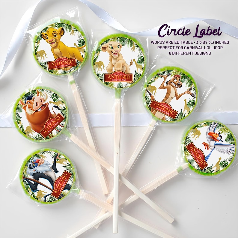Lion King Lollipop Label, Lion King Circle Label, Lion King Lollipop ...