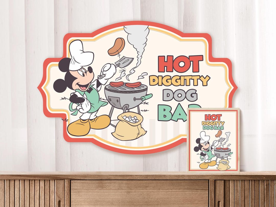 Happiest Birthday Hot Diggity Dog Bar, Magical Party Signage, Theme ...