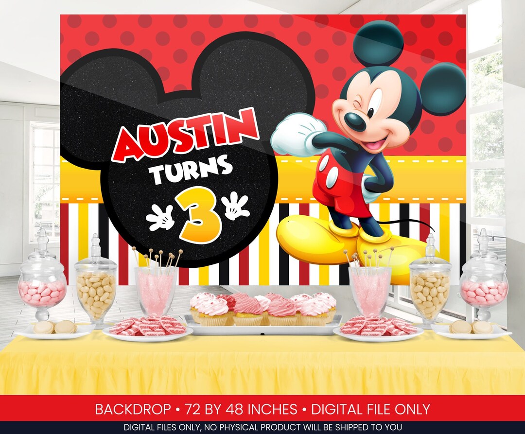 Mickey Mouse Backdrop Mickey Mouse Banner Mickey Mouse - Etsy