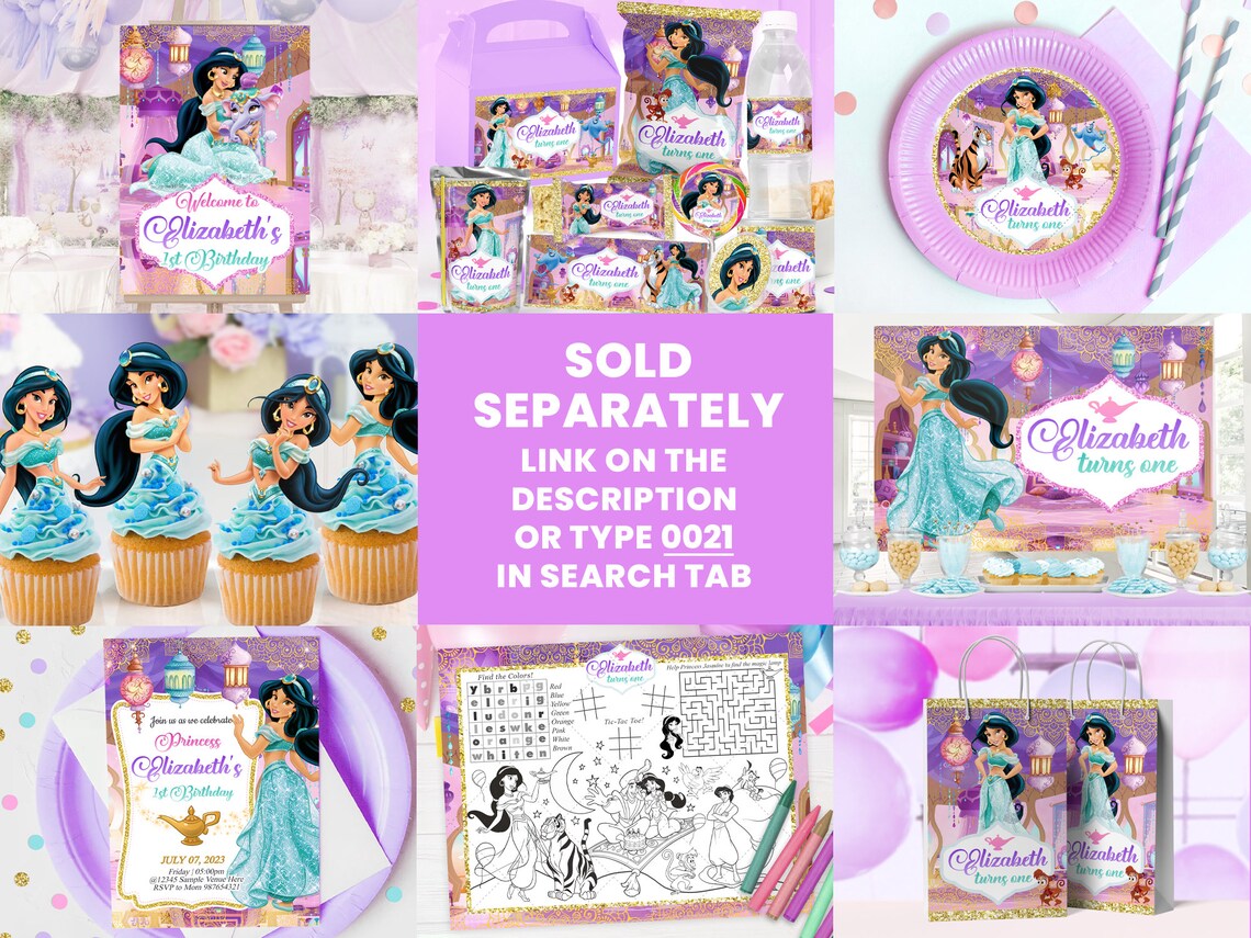 Princess Jasmine Thank You Tags, Princess Jasmine Giveaway Labels ...