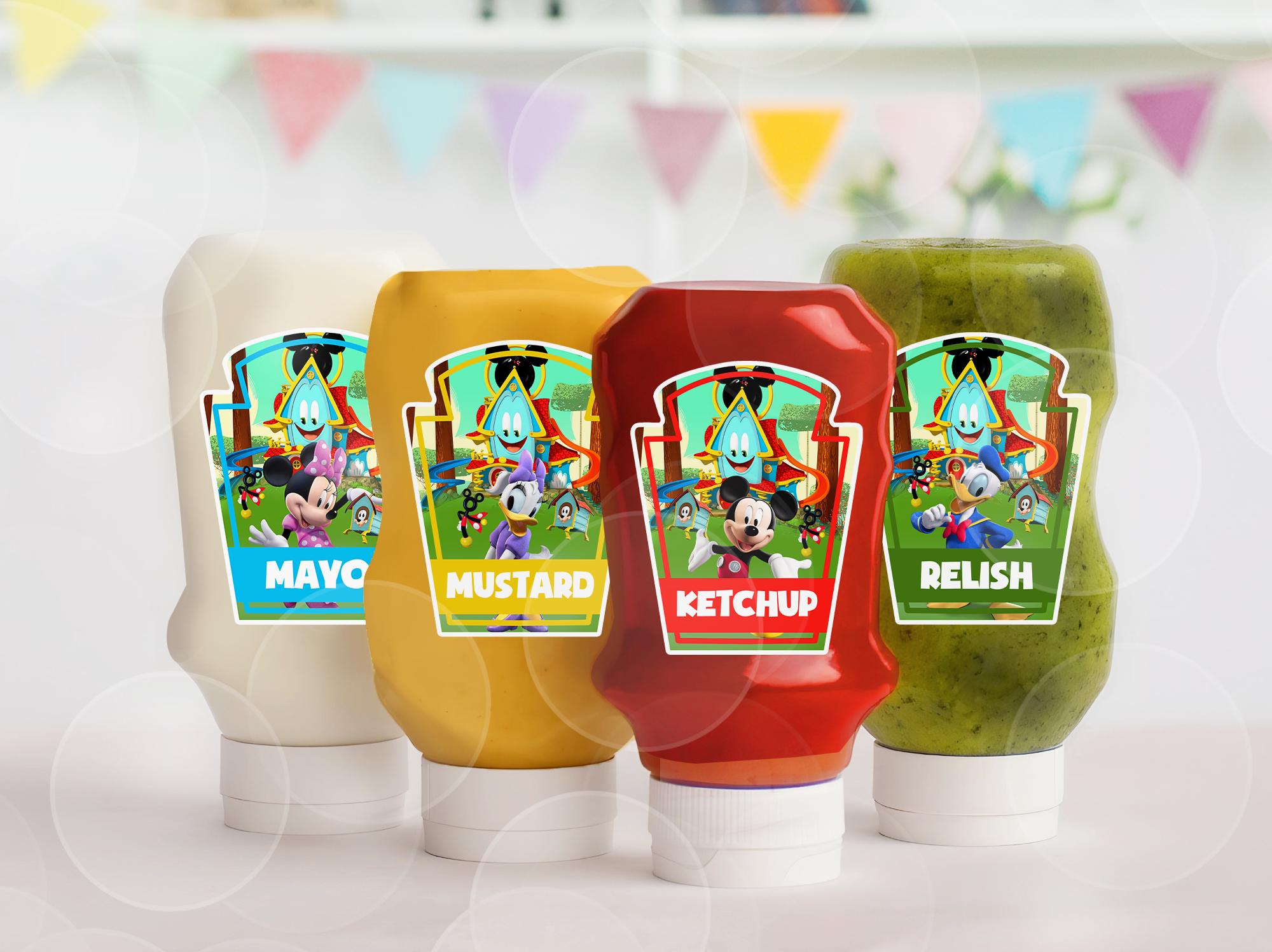 Mickey Fun House Condiments Label, Mickey Party Favors, Digital File ...