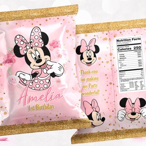 Minnie Mouse Pink Chip Bag, Minnie Mouse Pink Chip Bag Label, Minnie ...