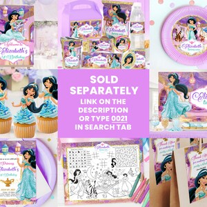 Princess Jasmine Treat Bag Label, Princess Jasmine Paper Bag Label ...