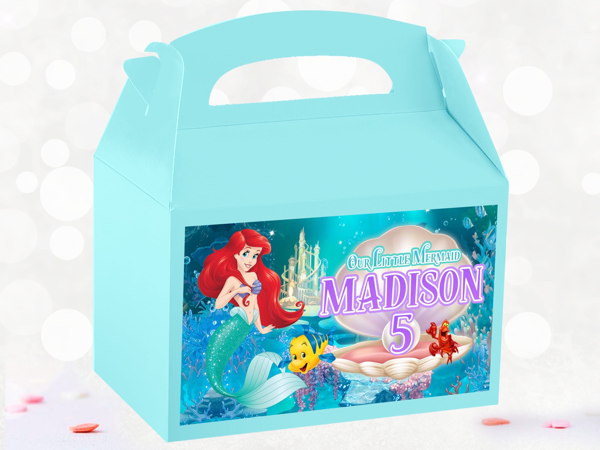 Mermaid Ariel Gable Box Label, Mermaid Ariel Treat Box Label, Mermaid ...