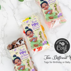 Baby Tiana Thank You Tags, Princess Tiana Giveaway Labels, Princess ...