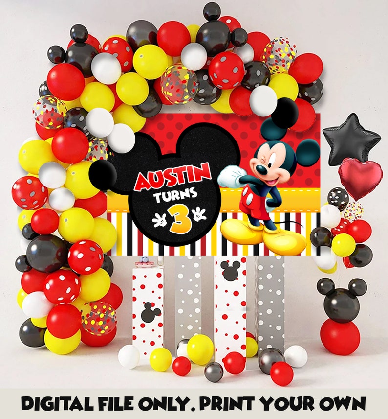 Mickey Mouse Backdrop, Mickey Mouse Banner, Mickey Mouse Printable ...