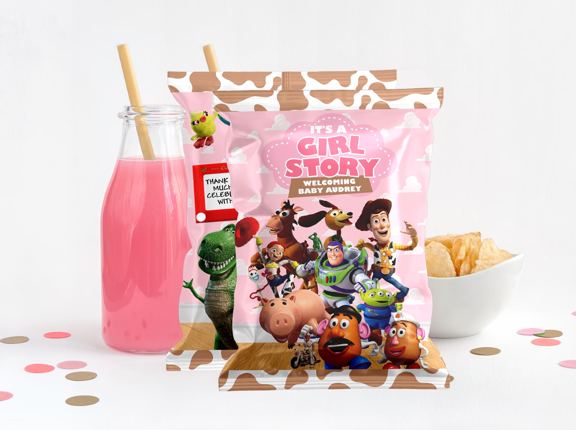 Its a Girl Story Chip Bag, Toy Story Girl Baby Shower Chip Bag, Toy ...