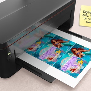 Mermaid Ariel Gable Box Label, Mermaid Ariel Treat Box Label, Mermaid ...