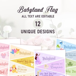 Babyland Editable Flag Centerpiece, Babyland Flag Centerpiece, Minnie ...