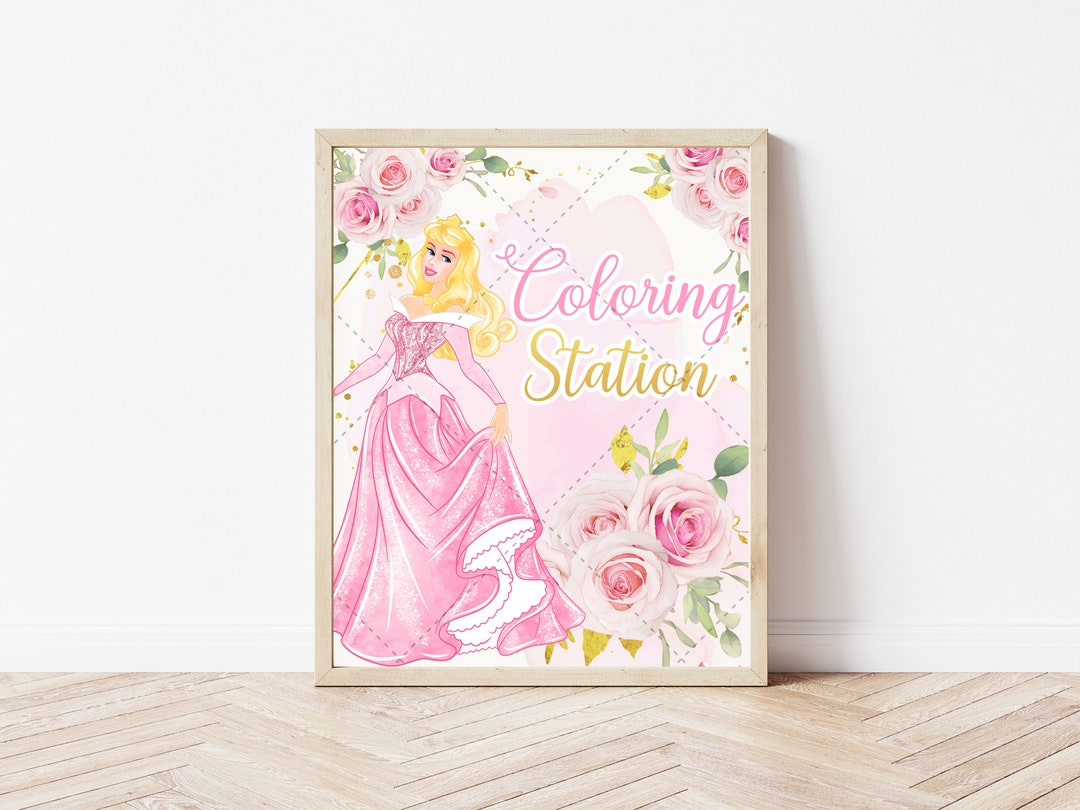 Princess Signage, Princess Coloring Signage, Princess Party Coloring ...