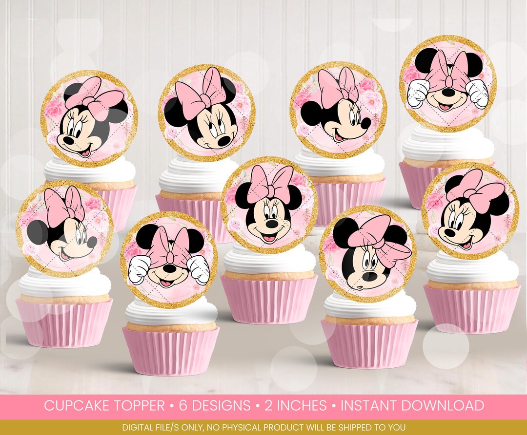 Minnie Mouse Pink Cupcake Topper Minnie Mouse Pink Printable - Etsy