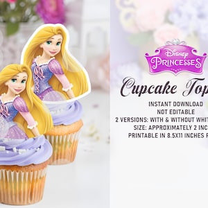 Tangled Rapunzel Cupcake Topper, Tangled Rapunzel Printable Cupcake ...