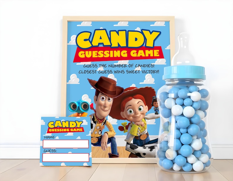 Toy Story Party Sign Candy Guessing Game, It's a Boy Story Party Sign ...