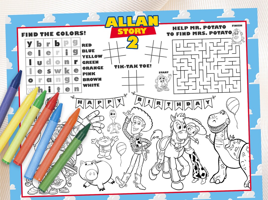 Toy Story Activity Placemat Toy Story Placemat Toy Story - Etsy