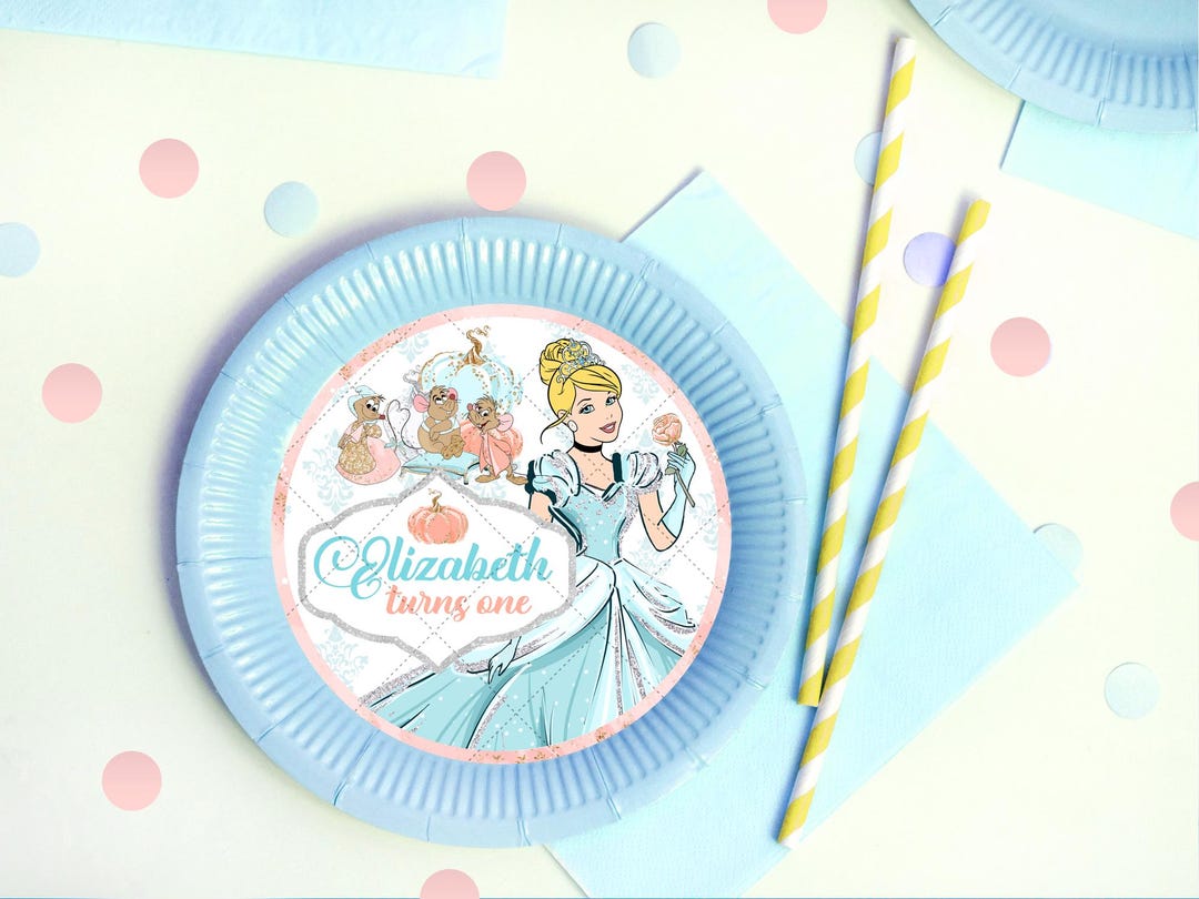 Cinderella Circle Label, Cinderella Charger Plate Insert, Cinderella ...