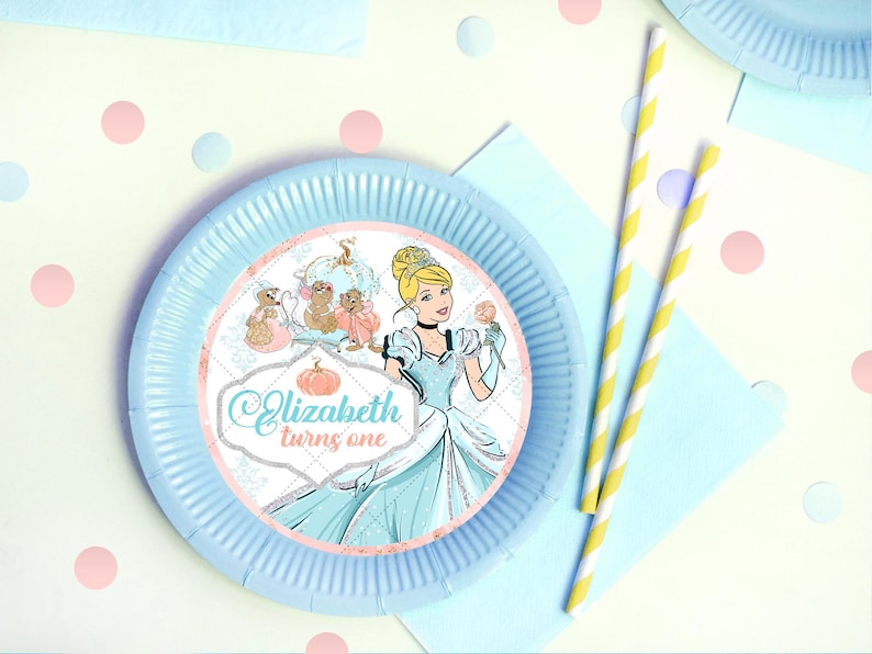 Cinderella Circle Label, Cinderella Charger Plate Insert, Cinderella ...