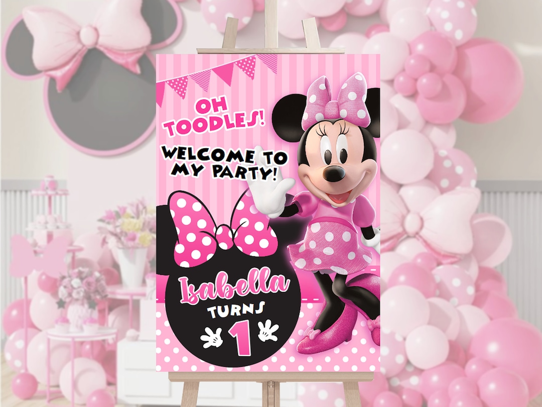 Minnie Mouse Pink Welcome Sign, Minnie Mouse Pink Welcome Board, Minnie ...
