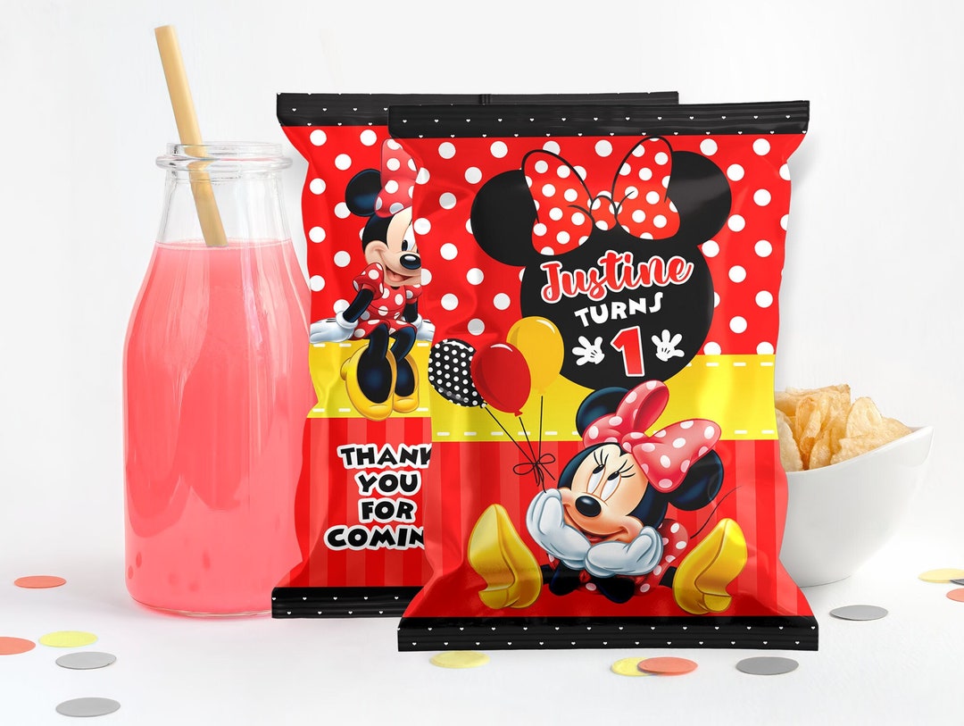Minnie Mouse Pink Chip Bag, Minnie Mouse Pink Chip Bag Label, Minnie ...