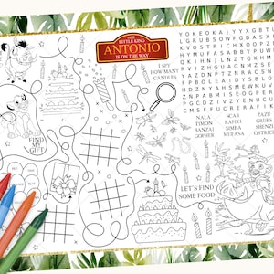 Lion King Activity Placemat, Lion King Placemat, Lion King Coloring ...