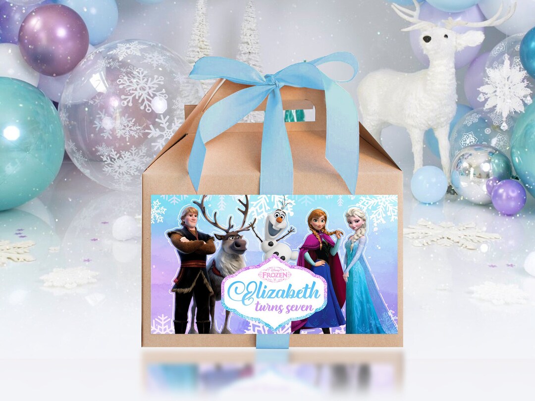 Frozen Gable Box Label, Frozen Treat Box Label, Frozen Treat Box Party ...