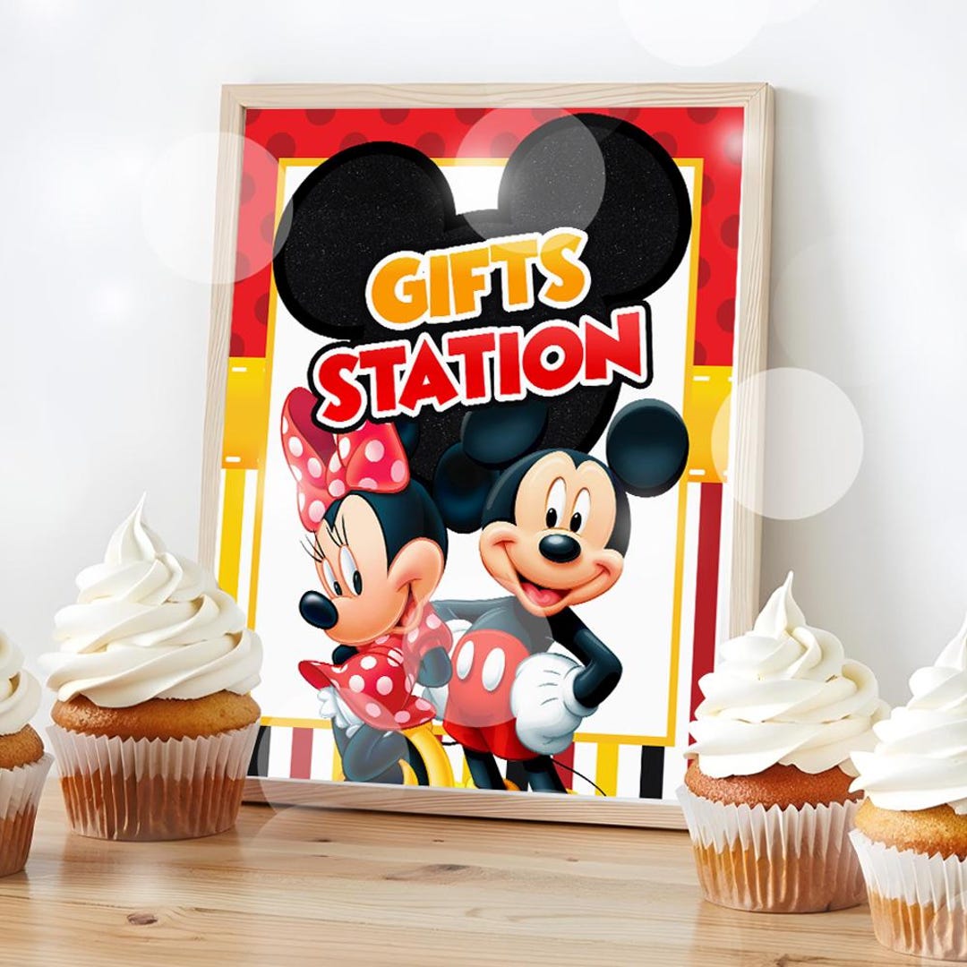 Mickey Birthday Gifts Station Sign (digital Download) 0002 - Etsy