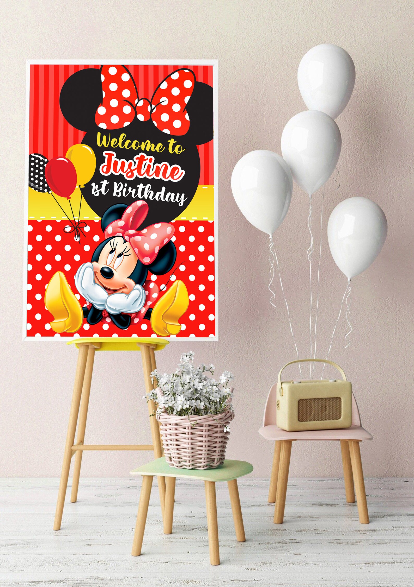 Minnie Mouse Red Welcome Sign, Minnie Mouse Red Welcome Board, Minnie ...