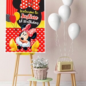 Minnie Mouse Red Welcome Sign, Minnie Mouse Red Welcome Board, Minnie ...