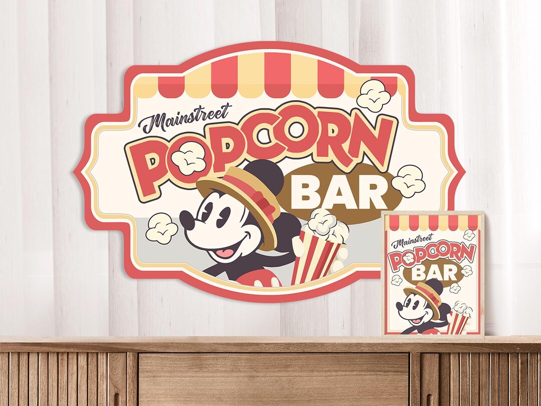 Disneyland Birthday Party Sign, Mainstreet Popcorn Bar, 0050 - Etsy
