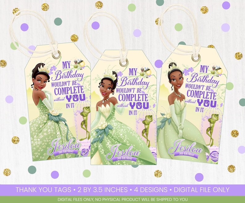 Princess Tiana Thank You Tags Princess Tiana Giveaway Labels - Etsy
