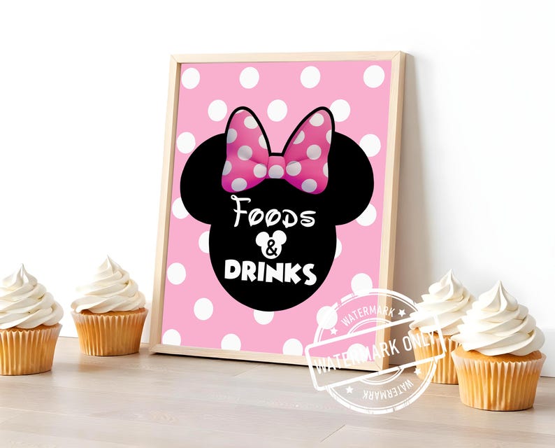 Minnie Food & Drinks Sign, Birthday Party Decor (digital Download) 0038 ...