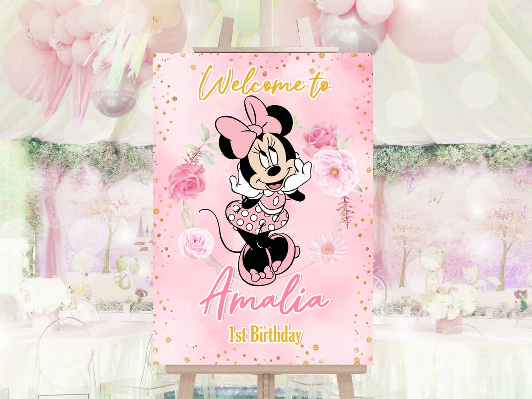 Minnie Mouse Pink Welcome Banner, Minnie Mouse Pink Welcome Board ...